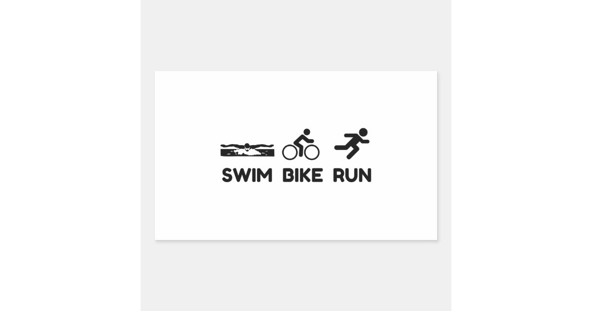 Triathlon Swim Bike Run Rectangular Sticker | Zazzle