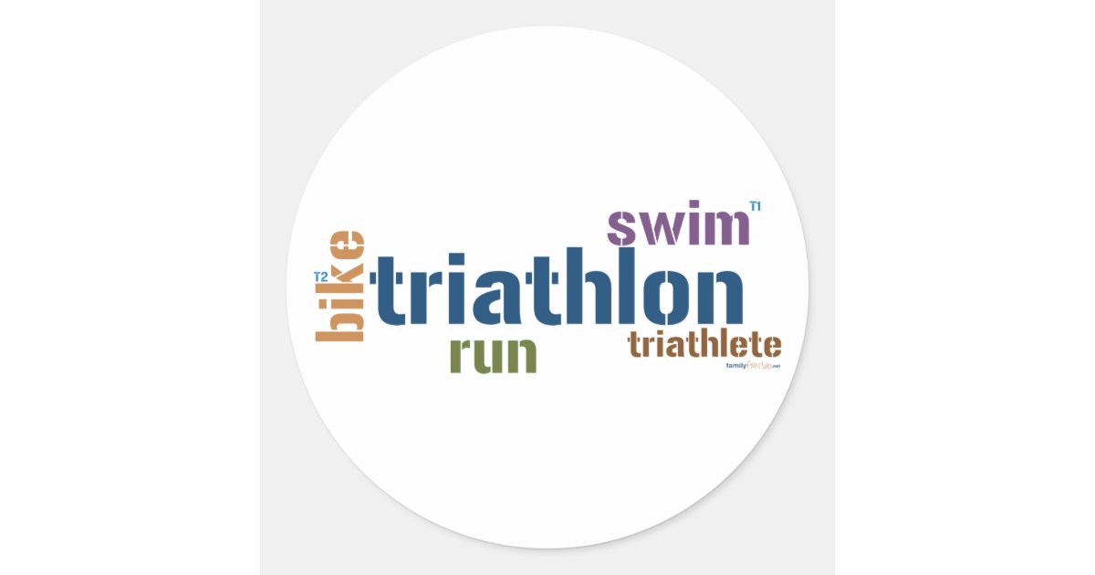 Triathlon Text Classic Round Sticker | Zazzle