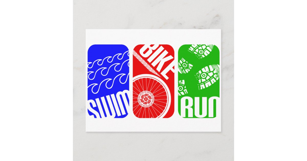 Triathlon TRI Color Blocks Postcard | Zazzle