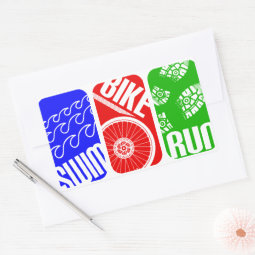 Triathlon TRI Color Blocks Rectangular Sticker | Zazzle