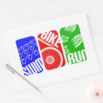 Triathlon TRI Color Blocks Rectangular Sticker | Zazzle