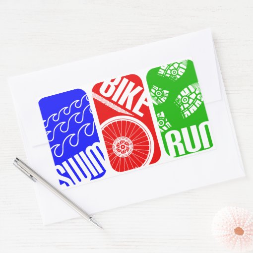 Triathlon TRI Color Blocks Rectangular Sticker | Zazzle