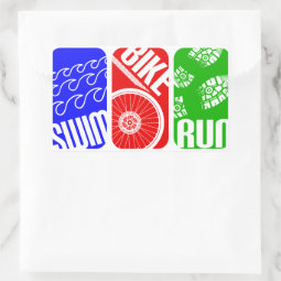 Triathlon TRI Color Blocks Rectangular Sticker | Zazzle