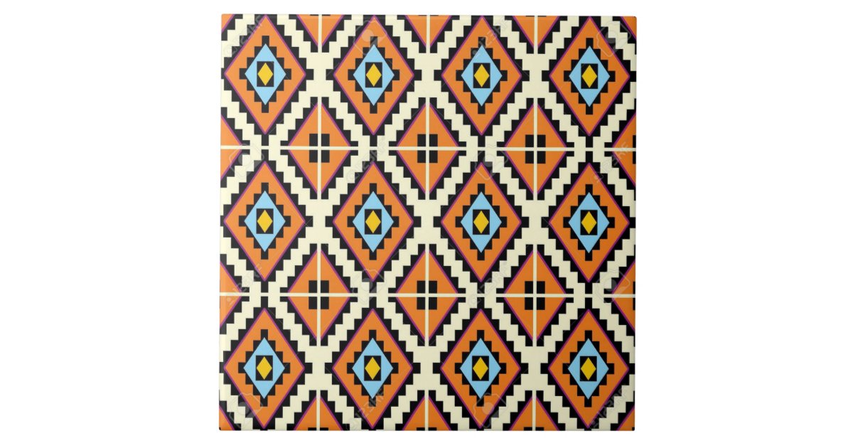 Tribal abstract pattern ceramic tile | Zazzle