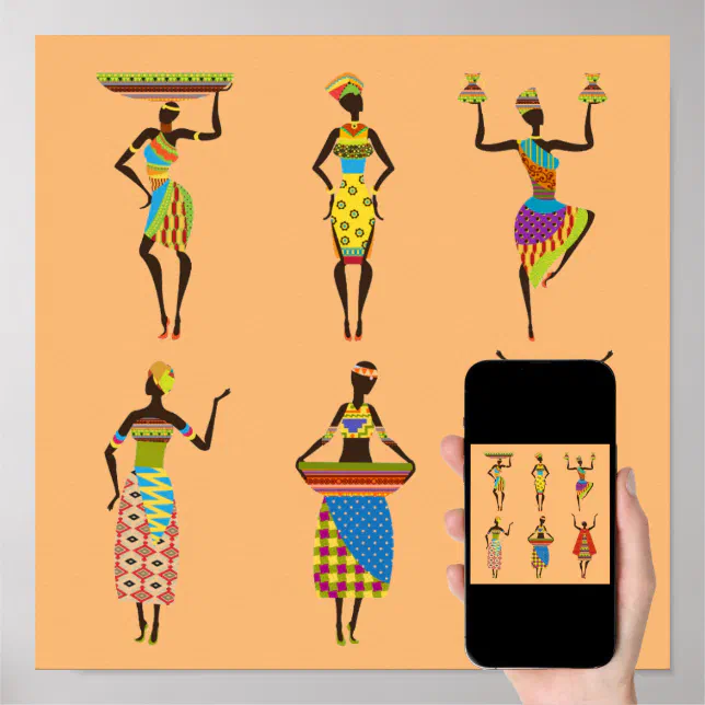 Tribal African ladies in colourful traditional Poster | Zazzle