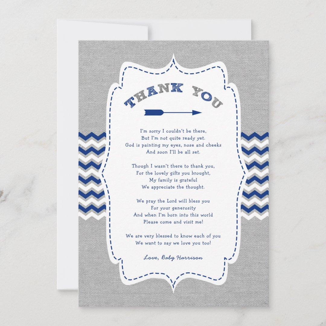 Tribal Arrow Baby Shower thank you note + poem | Zazzle