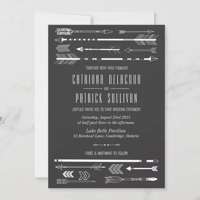 Tribal Arrows Wedding Invitation | Grey | Zazzle