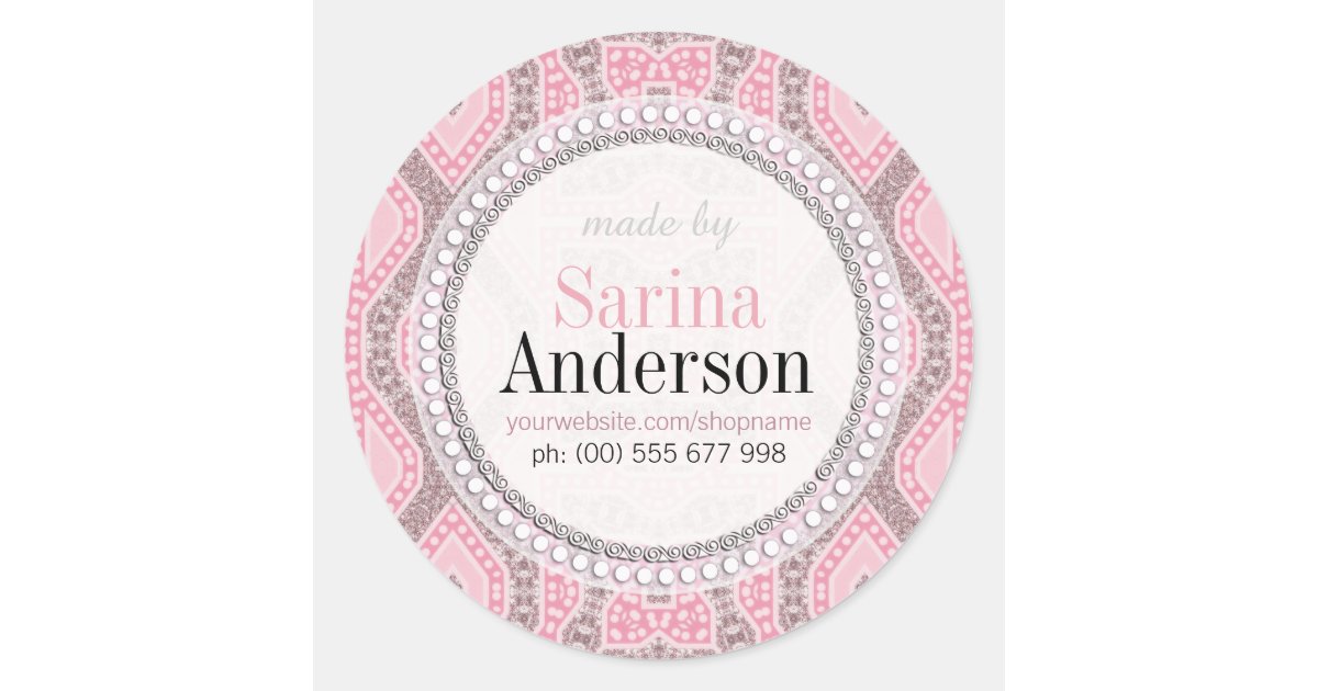 Tribal Batik Pink Pattern Made By Labels Stickers | Zazzle