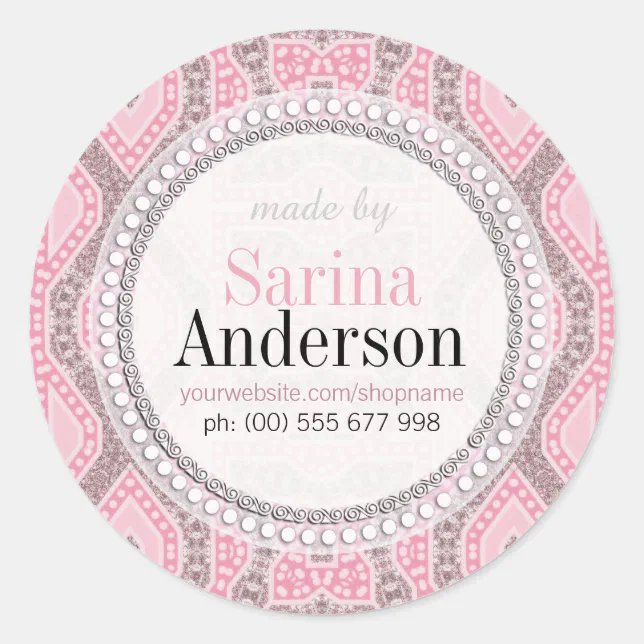 Tribal Batik Pink Pattern Made By Labels Stickers | Zazzle