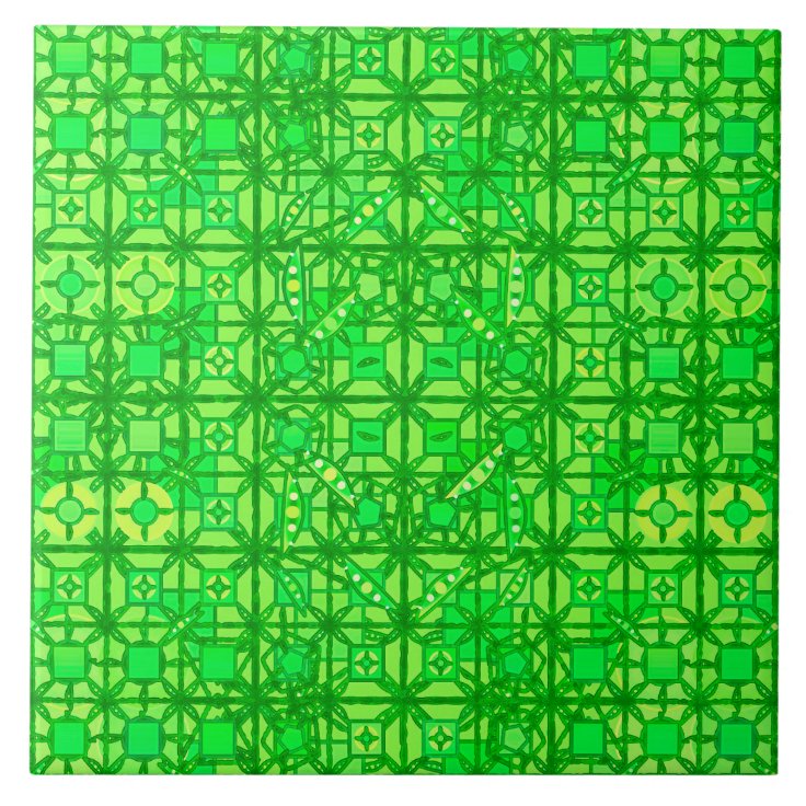 Tribal Batik - shades of emerald green Ceramic Tile | Zazzle