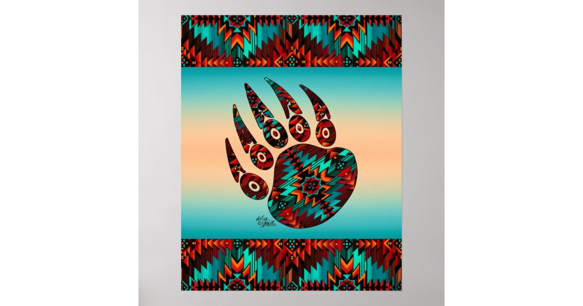 Tribal Bear Paw Poster | Zazzle