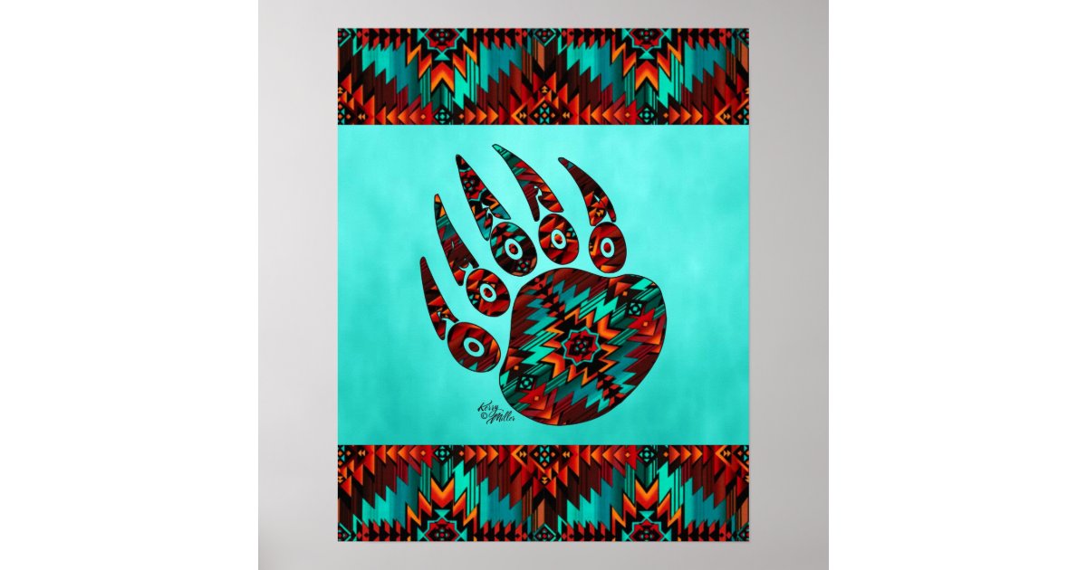Tribal Bear Paw Poster | Zazzle