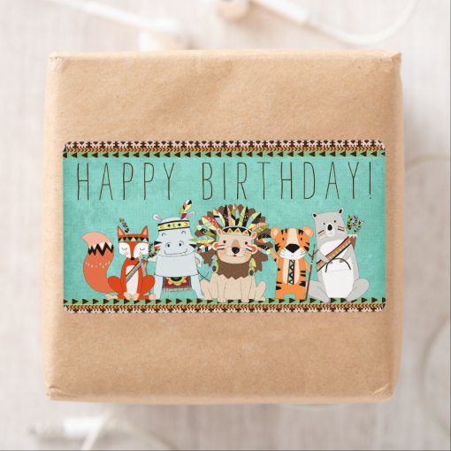 Tribal Birthday Party Water Bottle Labels | Zazzle