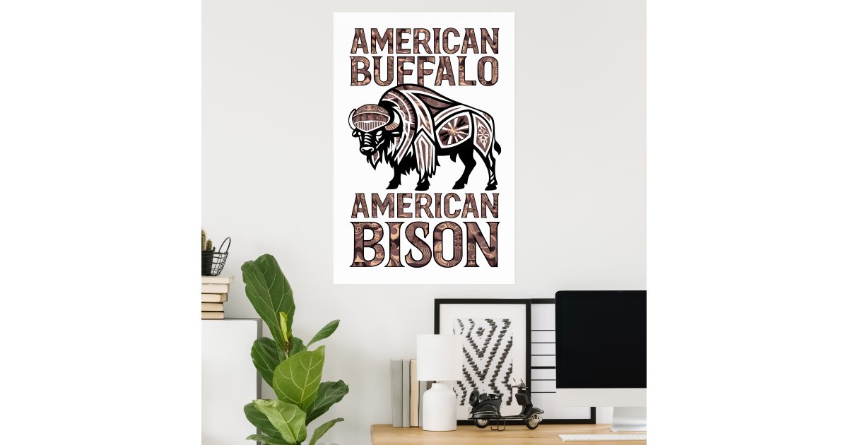 Tribal Bison Design Poster | Zazzle