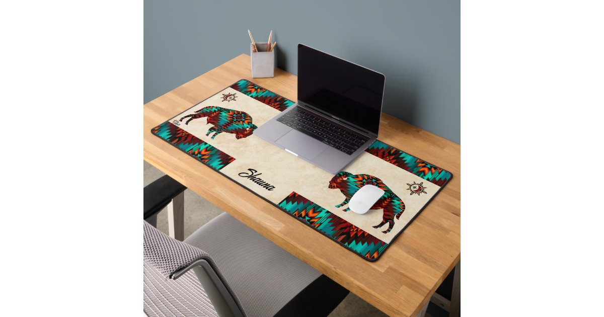 Tribal Buffalo And Sun Desk Mat | Zazzle