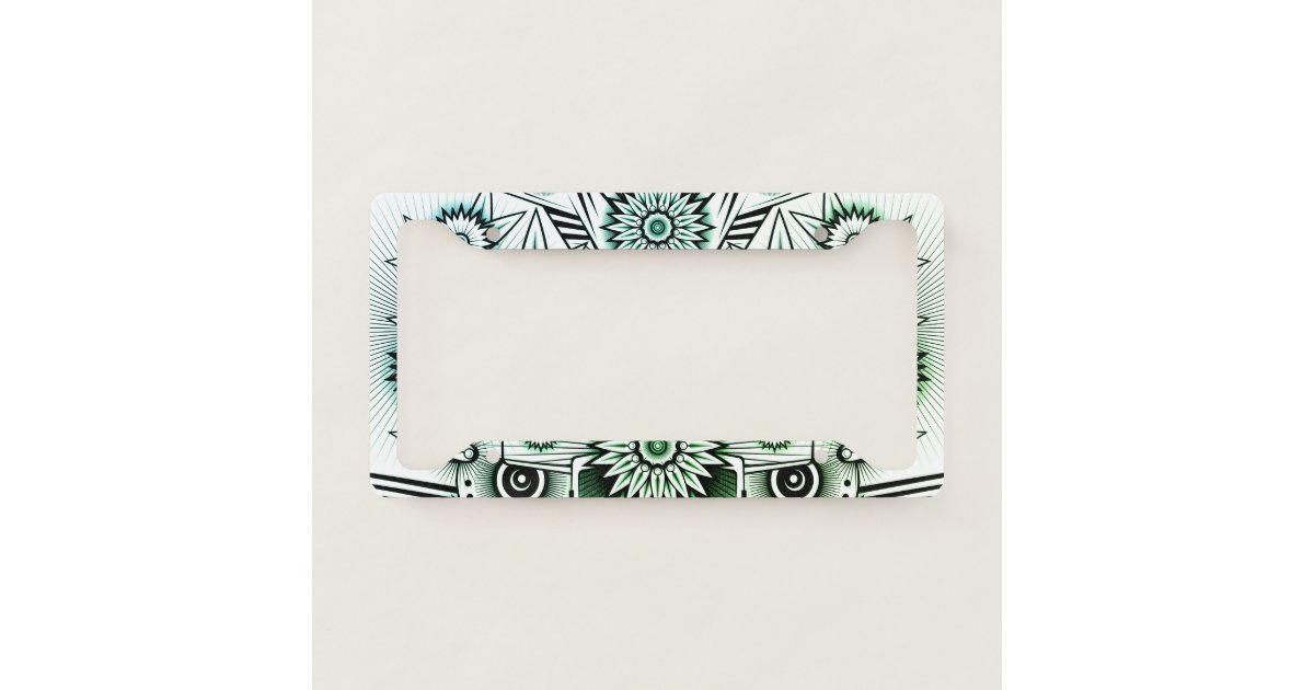 Tribal Design Green Tint License Plate Frame | Zazzle