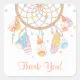 Tribal Dreamcatcher Boho Thank You Square Sticker | Zazzle