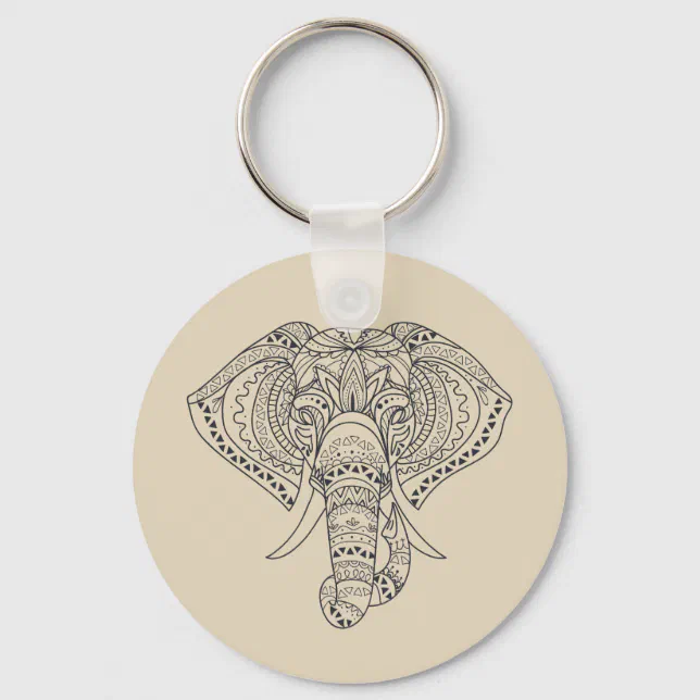 Tribal elephant African animal art Keychain | Zazzle