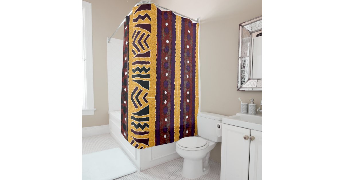 Tribal Geometric Pattern • Tribal Tapestry Shower Curtain | Zazzle
