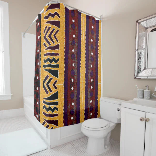 Tribal Geometric Pattern • Tribal Tapestry Shower Curtain | Zazzle