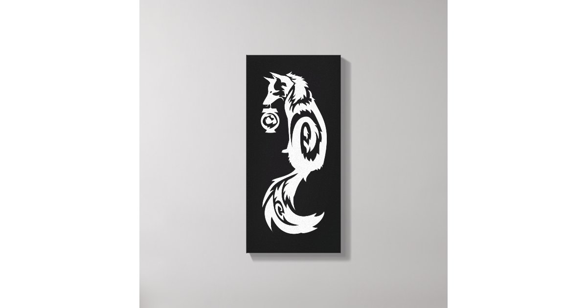 Tribal Kitsune Fox with Spirit Lantern Canvas Print | Zazzle
