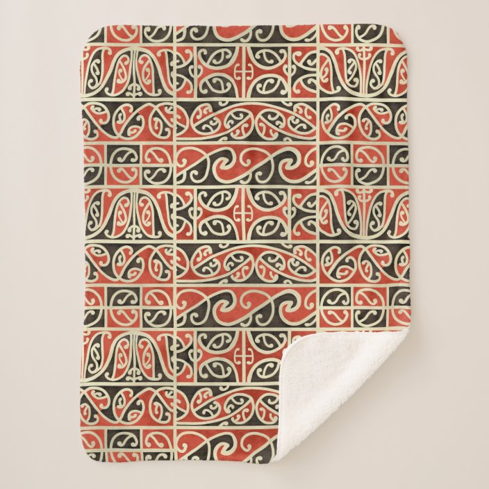 Tribal Maori Kowhaiwhai Koru New Zealand Pattern Sherpa Blanket ...