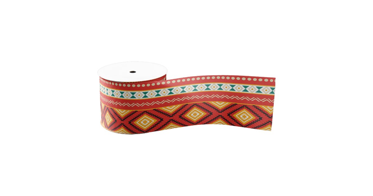 Tribal pattern grosgrain ribbon | Zazzle