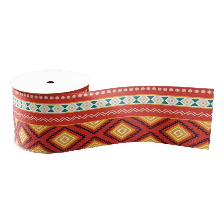 Tribal pattern grosgrain ribbon | Zazzle