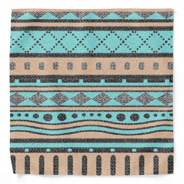 Tribal Peach And Turquoise Aztec Pattern Bandana | Zazzle