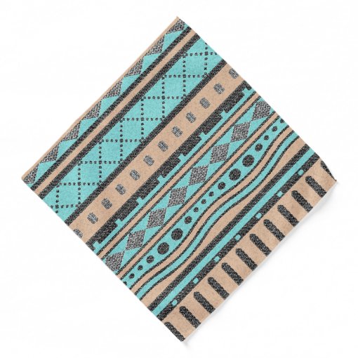Tribal Peach And Turquoise Aztec Pattern Bandana | Zazzle