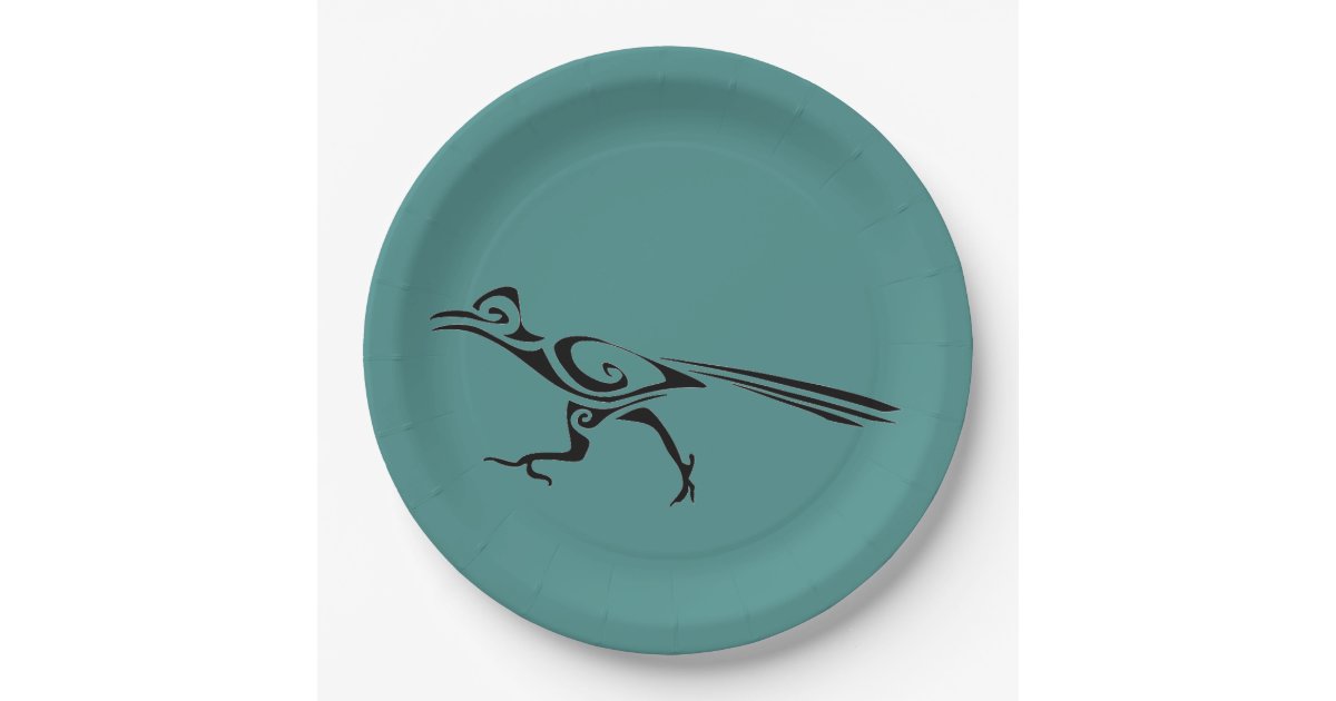Tribal Roadrunner Silhouette Paper Plates | Zazzle