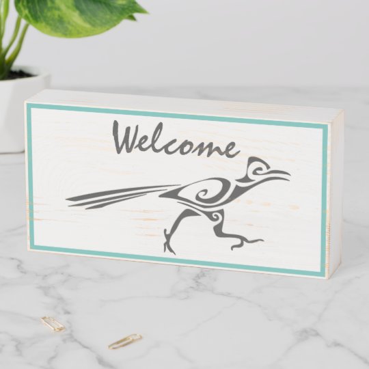 Tribal Roadrunner Silhouette Welcome Wooden Box Sign | Zazzle.com