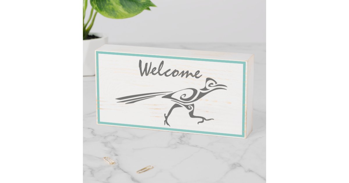 Tribal Roadrunner Silhouette Welcome Wooden Box Sign | Zazzle