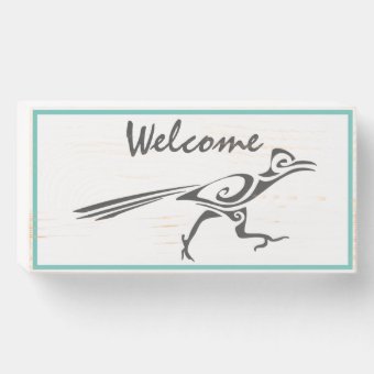 Tribal Roadrunner Silhouette Welcome Wooden Box Sign | Zazzle