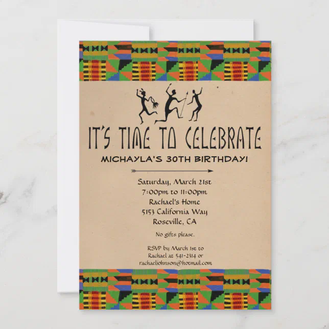 Tribal Safari Party Invitation - Kente Cloth | Zazzle