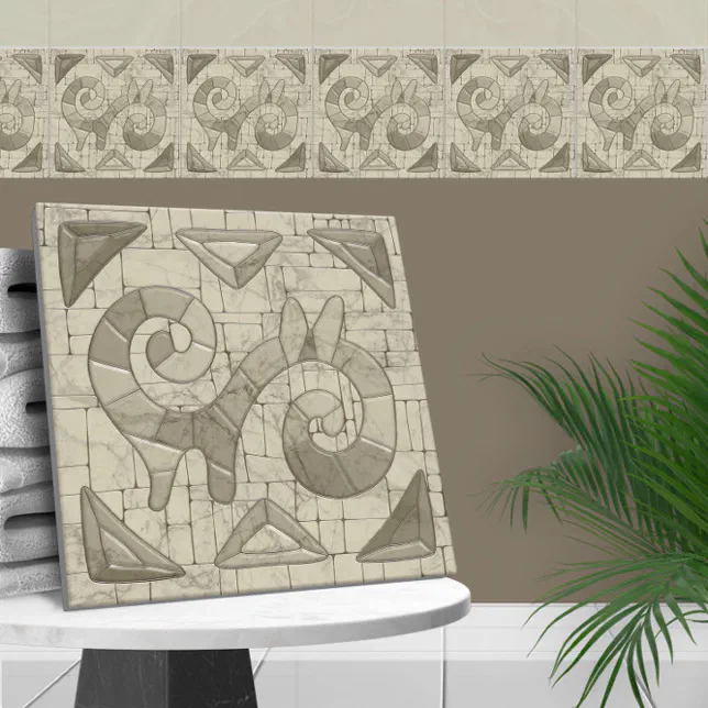 Tribal Sand Mosaic Art Ceramic Tile | Zazzle