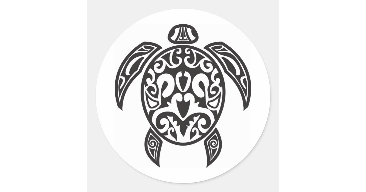 Tribal Sea Turtle Classic Round Sticker | Zazzle