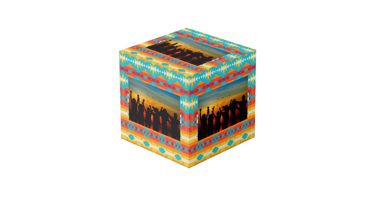 Tribal shapes rows cube | Zazzle