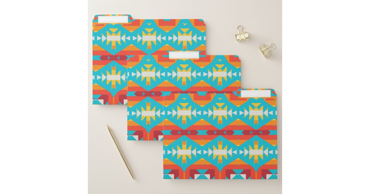 Tribal shapes rows file folder | Zazzle