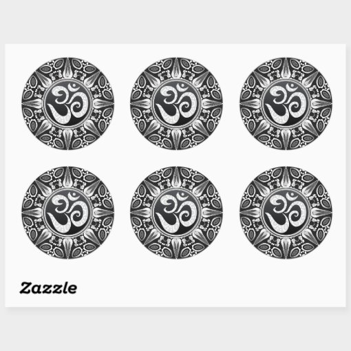 Tribal Sun Black+White Om Goa NewAge Sticker | Zazzle