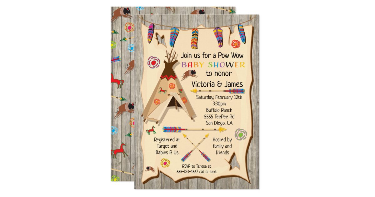 Tribal Teepee Pow wow Baby shower Invitation | Zazzle.com