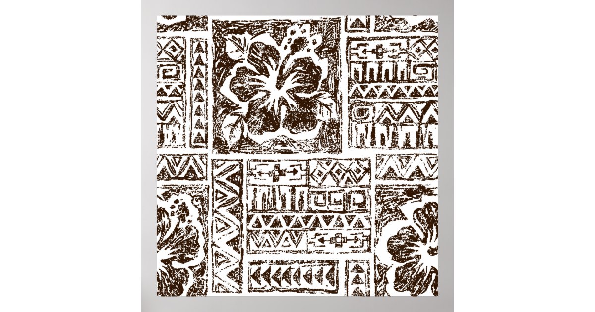 Tribal tropical art pattern of indigenous Hawaiian Poster | Zazzle