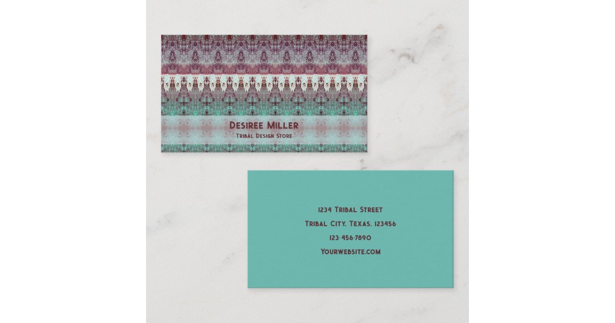 Tribal Western Pattern Teal Bull Cow Skull Country Business Card | Zazzle