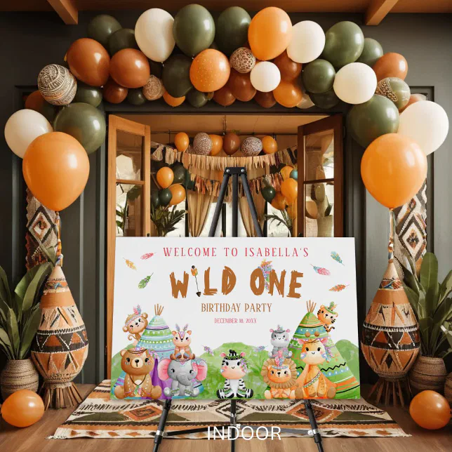 Tribal Wild One Woodland Safari Theme Welcome Sign | Zazzle
