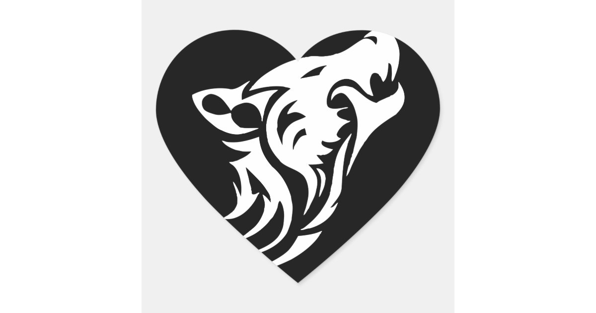 Tribal Wolf Heart Sticker | Zazzle