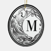 Tribal Wolf - Shaded Monogram Ceramic Ornament | Zazzle