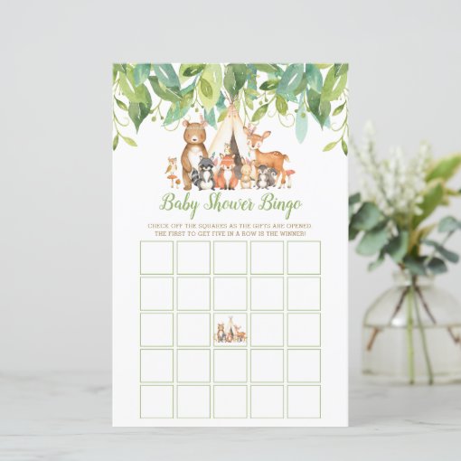Tribal Woodland Animals Baby Shower Bingo Game | Zazzle