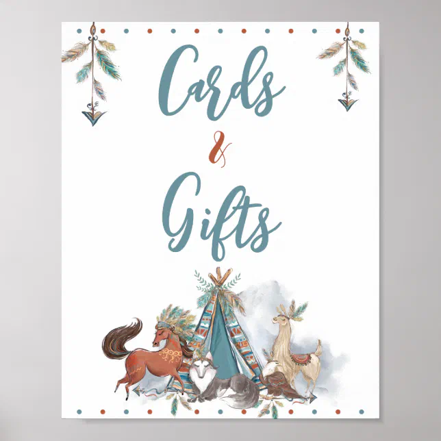Tribal Woodland Animals Baby Shower Cards & Gifts Poster | Zazzle