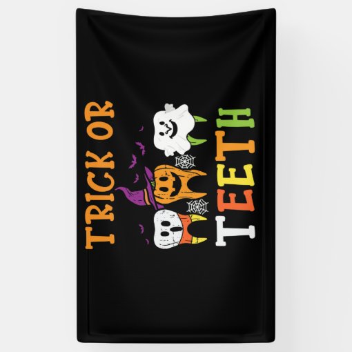 Trick Or Teeth Dental Halloween Treat Dentist Banner | Zazzle