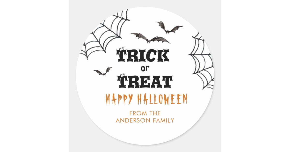 Trick or Treat Bats Halloween Classic Round Sticker | Zazzle